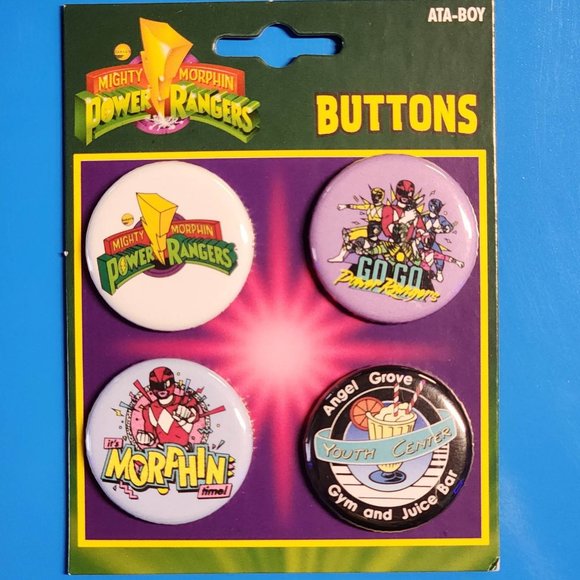 Other | Mighty Morphin Power Rangers 4 Button Set By Ataboy New | Poshmark
